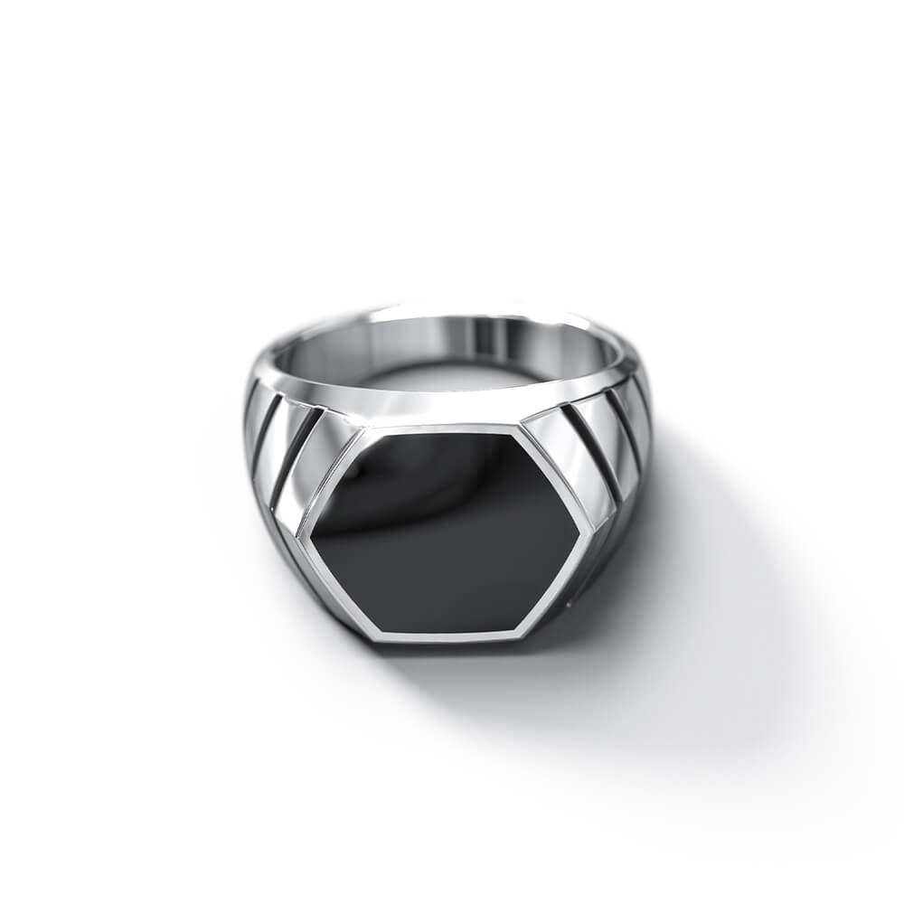 Buy Magna Ring in 925 Sterling Silver with Black Ceramic Online - AYA'S